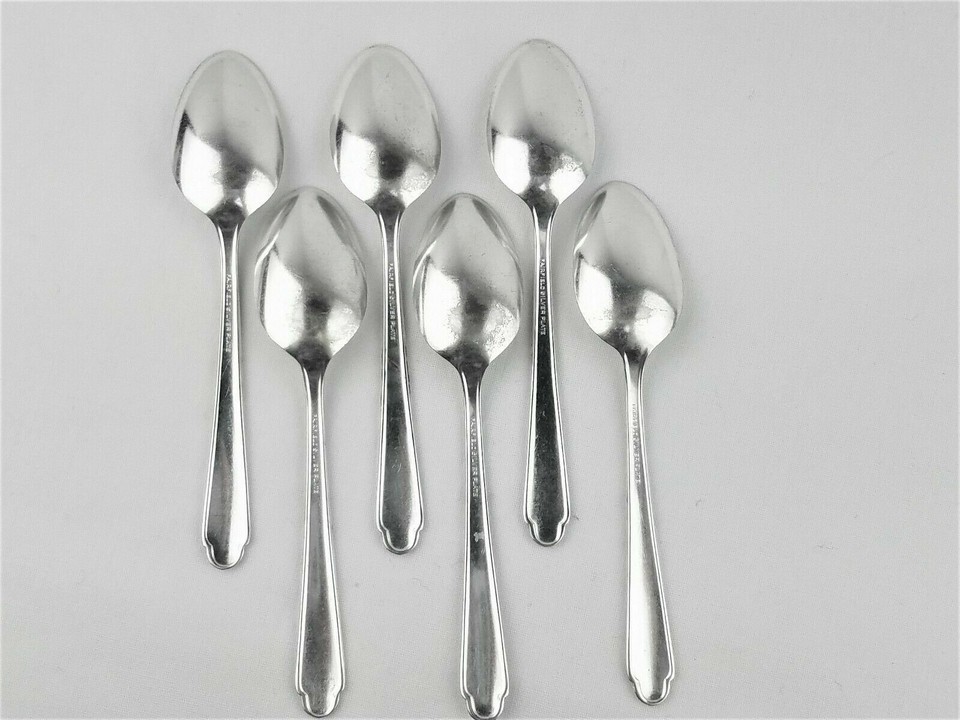 FAIRFIELD SILVERPLATE 1915 TULIP PATTERN 6 COFFEE / TEA SPOONS 6 7/8"L ...