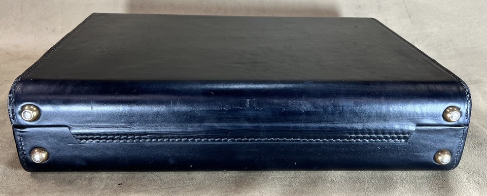 Vintage Atlas Black Leather Hard Shell 18” Attaché Briefcase Business ...