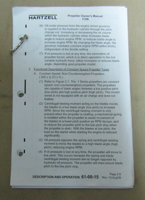 Hartzell Propeller Owner's Manual 115N | eBay