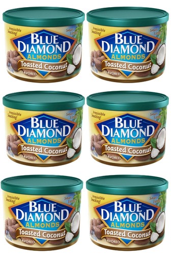 6 Cans Blue Diamond Almonds Toasted Coconut Flavored Heathy Holiday ...
