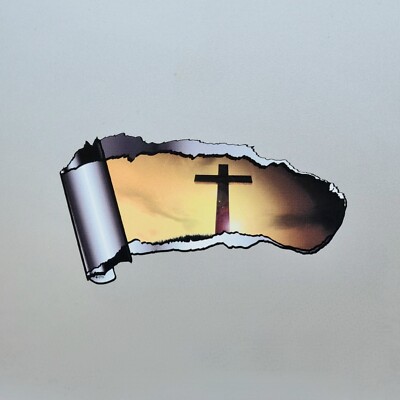 Christian Crucifix Ripped Metal Slash Vinyl Sticker Decal For Car Van ...