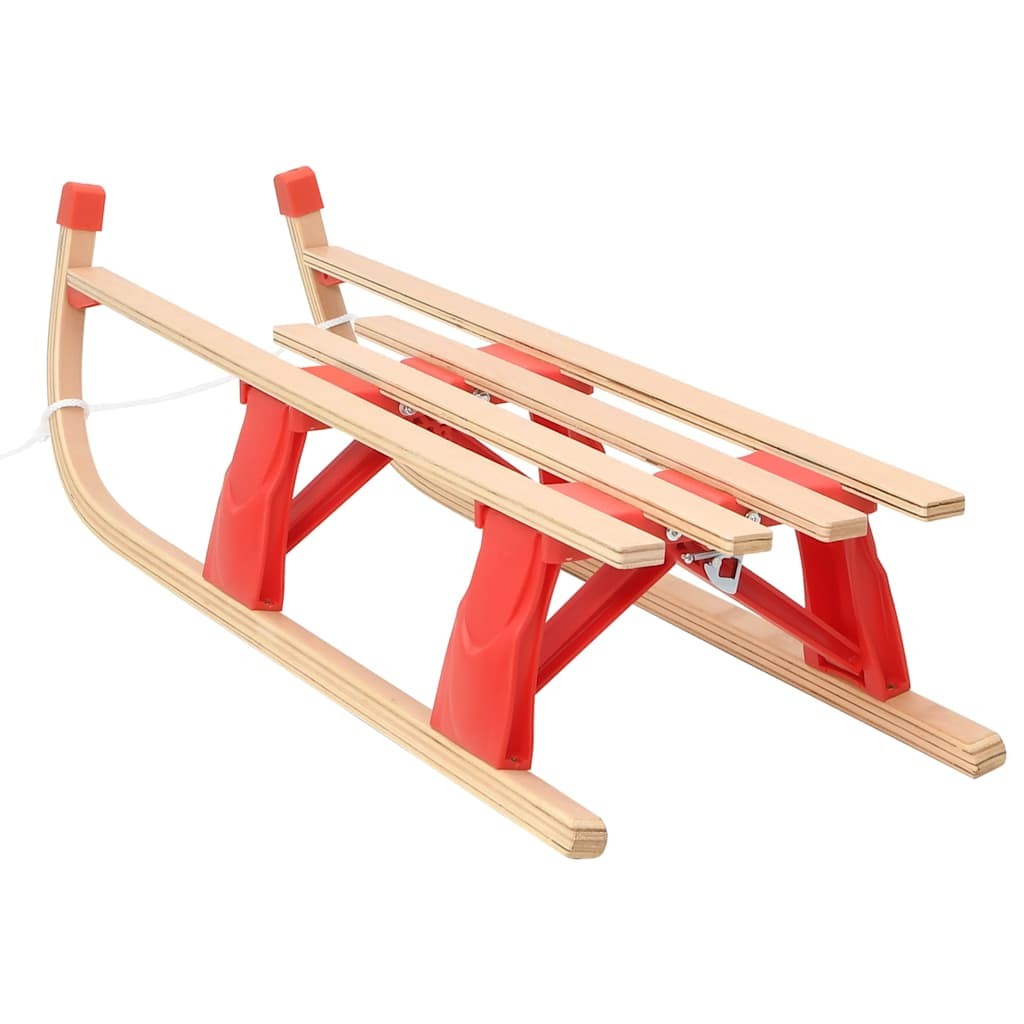 Snow Sledge Foldable Toboggan with Tow Rope Wooden Sledge Slider 43.3 ...