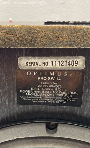 Optimus Pro SW-14 12 Inch 100 Watts Subwoofer - Tested | eBay