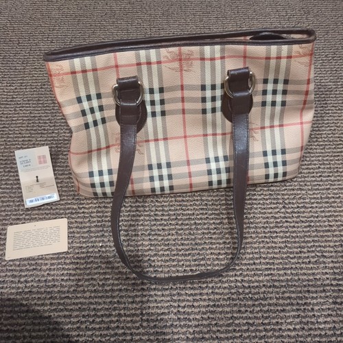 Vintage Burberry Haymarket Check Tote Purse with Authenticity Tags | eBay