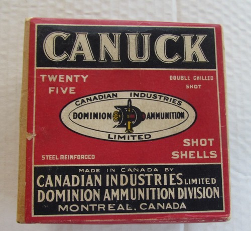 1930 Canuck 2-pc shotgun shell box 12 gauge Heavy Load Dominion Duco ...