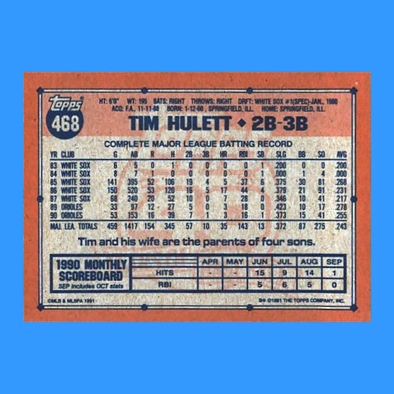 1991 Topps Baseball #468 - Tim Hulett [Base] Baltimore Orioles NM-MT | eBay