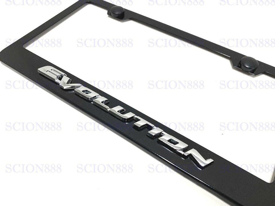 1pc 3D EVOLUTION Emblem Badge BLACK Stainless Metal License Plate Frame ...