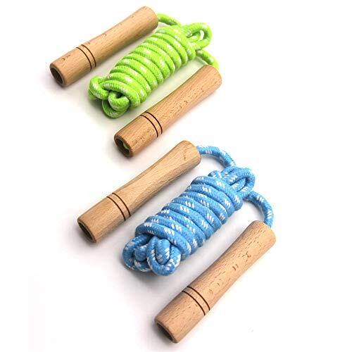 Cotton Jump Rope for Kids - Wooden Handle - Adjustable Cotton Sky Blue ...