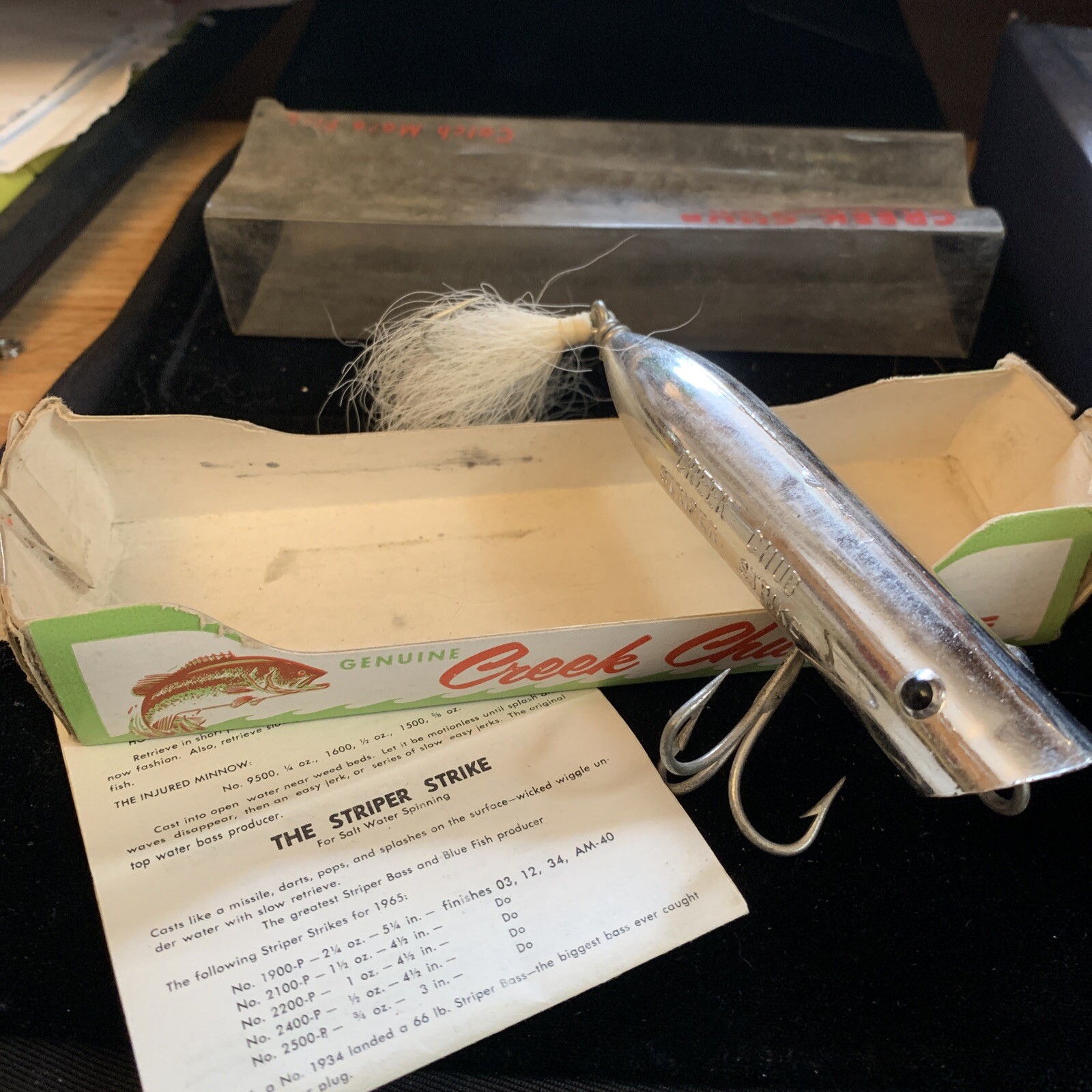 Vintage Old Fishing Lure Creek Chub Striper Strike Unfished Boxed ...