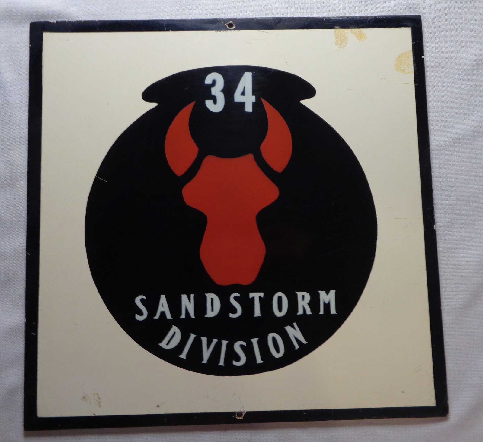 RARE WW1 34th Infantry Sandstorm Div. Isorel Masonite SSI Enameled Insignia Sign | eBay