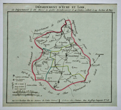 Department Map Eure and Loir Chanlaire Atlas Republic Dreux Chartres ...