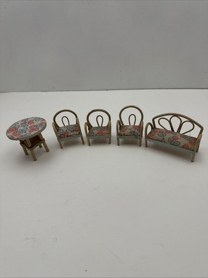 Vintage Ideal Petite Princess 5 Piece Rattan Table Chairs And Bench | eBay