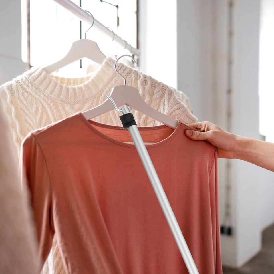 Clothes Rail Reach Pole Closet Hook sticks Telescopic Clothing | eBay