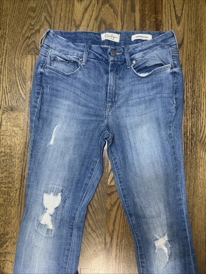 Jessica Simpson Size 26 Uptown Slim Marwood Ripped Frayed Hem Flare ...