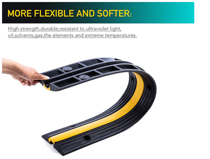 Floor Cable Protector 1 Channel Rubber Heavy Duty Ramp Cover EV Patio ...