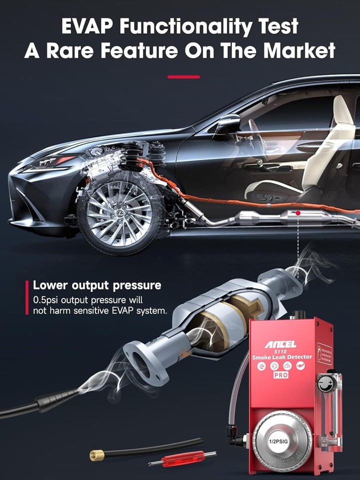 ANCEL S110 Pro Car EVAP Smoke Leak Detector Fuel Pipe & Air Pump Vacuum ...