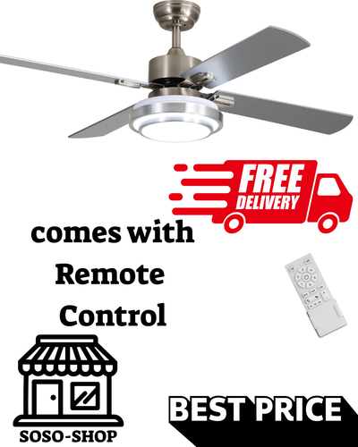 FINXIN Indoor Ceiling Fan Light Fixtures Remote LED 52 Ceiling Fans ...
