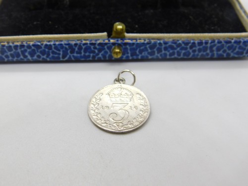 Sterling Silver Threepence 1916 Coin WW1-era Charm Pendant Antique ...