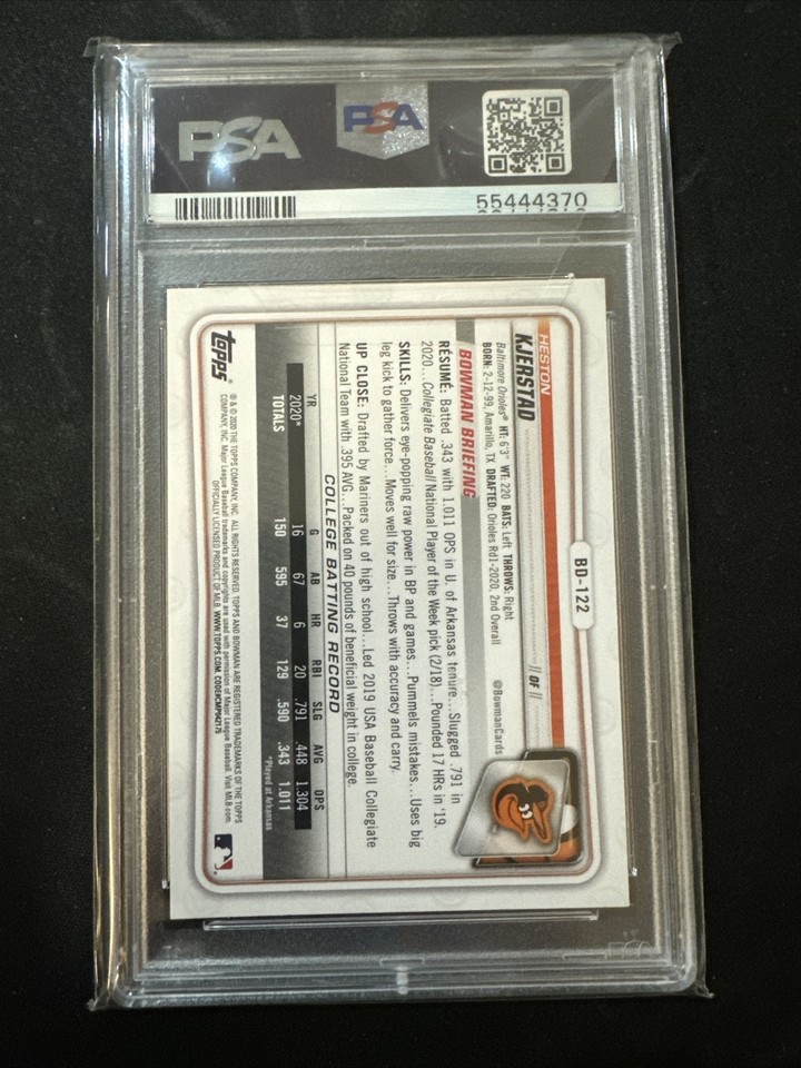 2020 1ST Bowman Draft #BD122 HESTON KJERSTAD Rookie- PSA 10 GEM MINT 🔥 ...