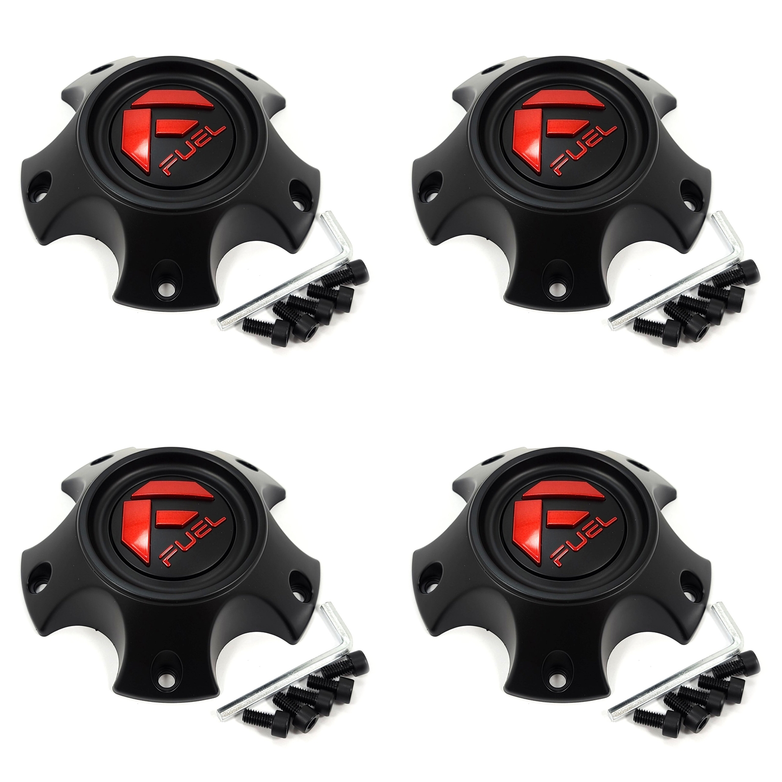 4 Fuel Off-Roads Black Center Caps for 5/6L D758 Trigger D759 Trigger ...