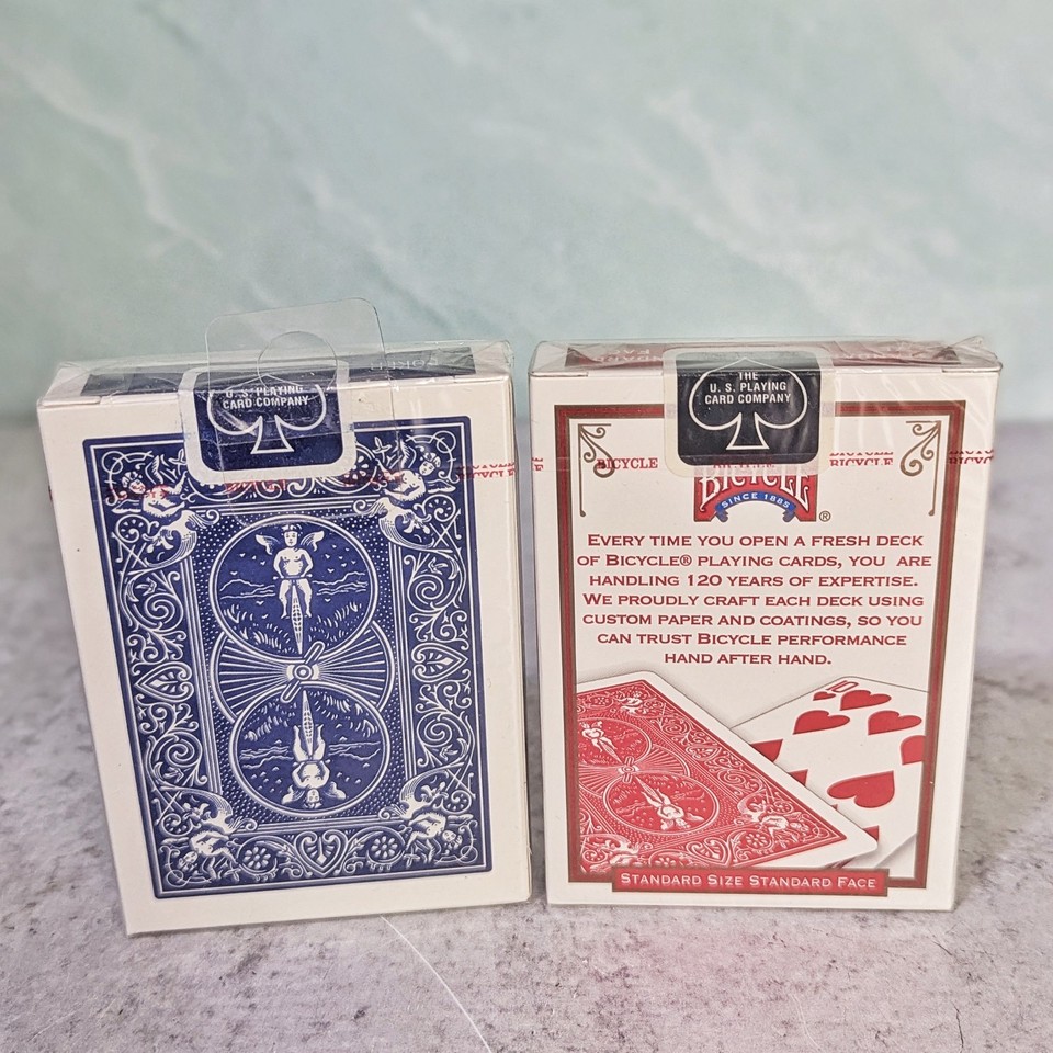 Vintage 2 Decks Bicycle Poker 808 Blue/Red Rider Back Standard Playing ...