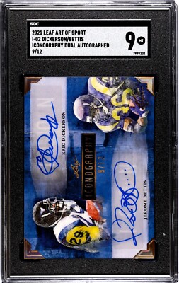 2021 Leaf Art of Sport Jerome Bettis Eric Dickerson /12 Dual AUTO SGC 9 ...