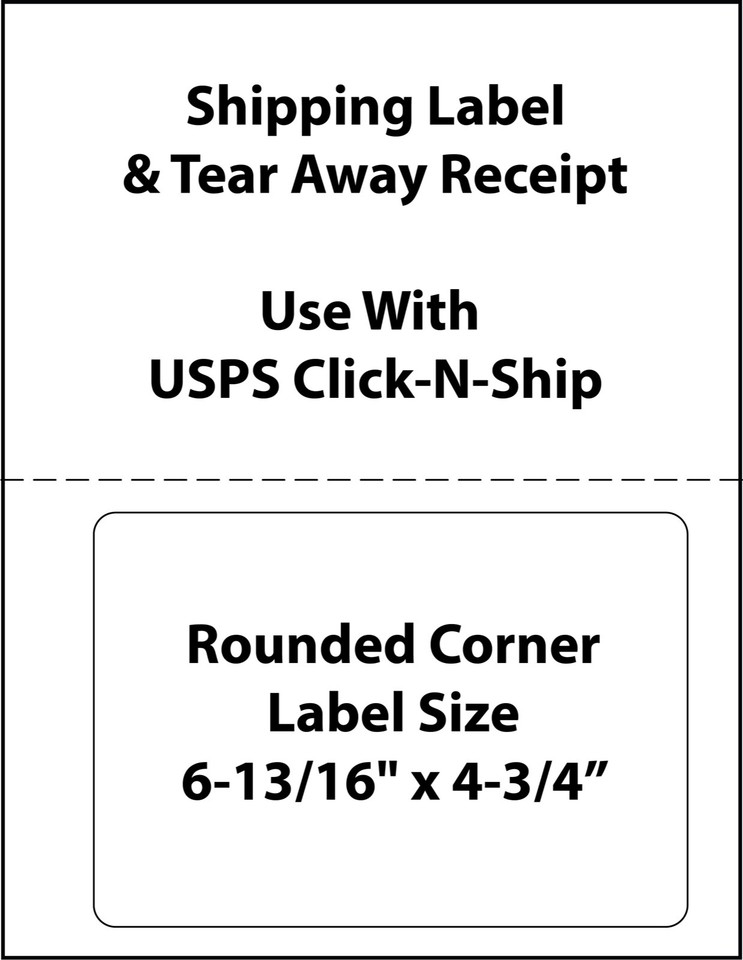 200 - USPS Click-N-Ship with Tear Off Receipt. Half Sheet Label ...