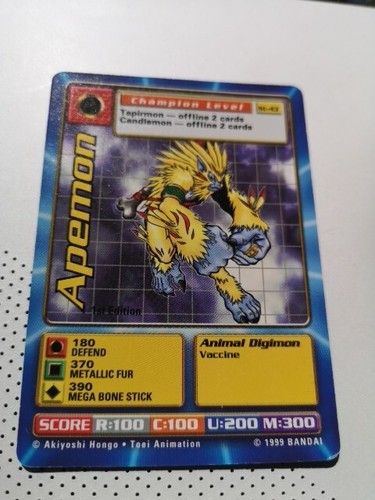Apemon Digimon Card 1st Edition English St-43 | eBay