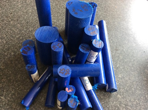 Blue ACETAL DELRIN PLASTIC POM bar ends 20mm 25mm 30mm 50mm round food ...