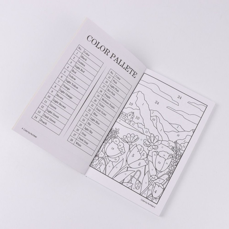 190 Pages Color By Number for Adult Drawing Painting Book Men Women ...