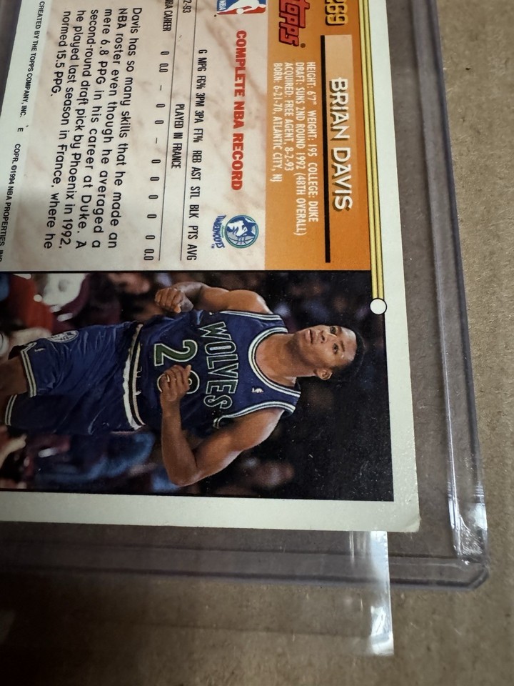 Brian Davis 1993-94 Topps NBA Basketball Card #269 SKU:756 | eBay UK