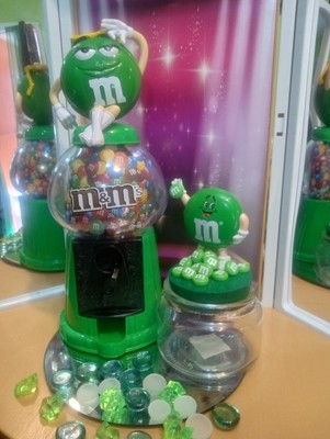 Miss. Green M&M candy dispenser and "upcycled" candy Jar with green ...