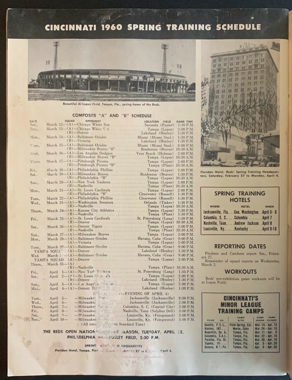 1960 Cincinnati Reds Yearbook MLB Baseball Season Year Book Hall Of ...