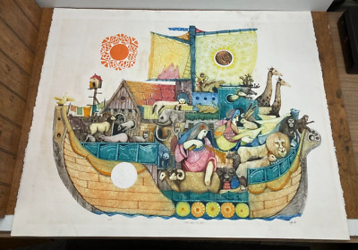 Amram Ebgi Embossed "Noah and the Ark" Signed Artist Proof Loose - Has ...