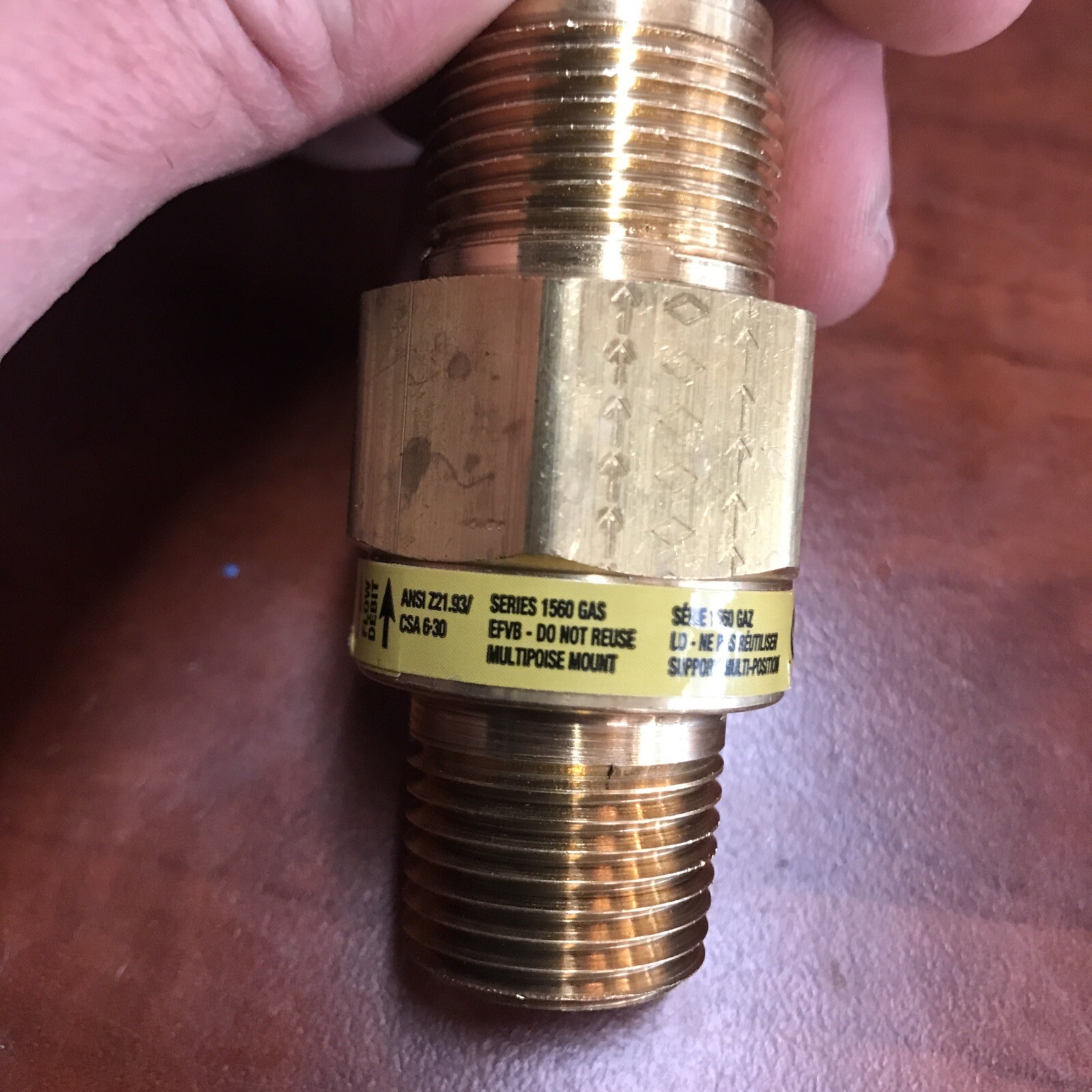 1x New Brass Excess Flow Valve EFV Series 1560 EFVB Gas Check Valve ...