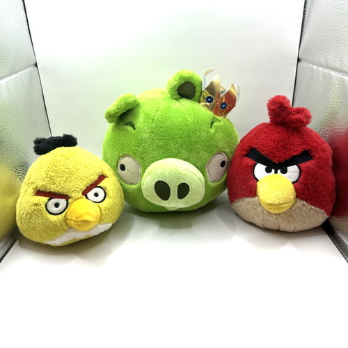 Angry Bird Plush Lot of 3 Yellow Chuck Red Bird Pig With Crown ...