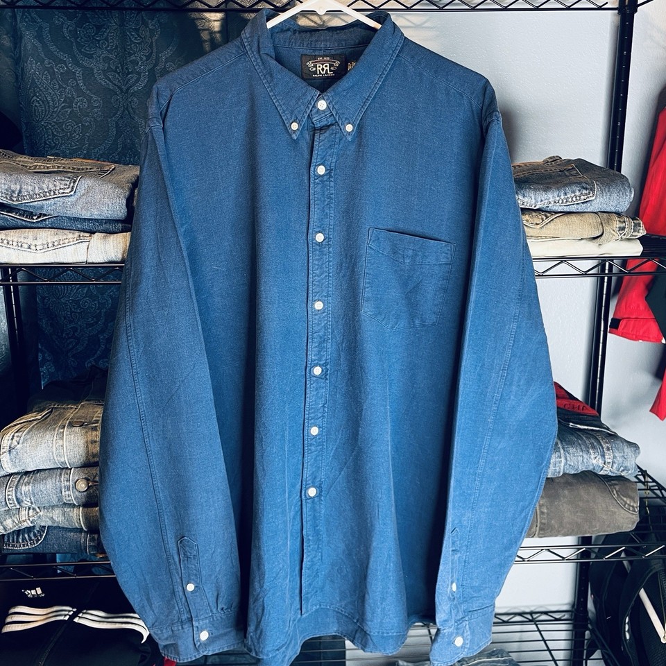 NWOT Polo RRL Double RL Ralph Lauren Button Up Long Sleeve Blue Shirt ...