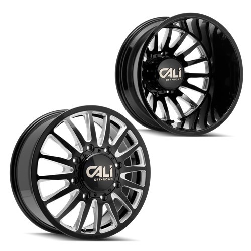 22x8.25 CALI Summit 9110D Black/Milled 11-UP GM Dually Wheels 8x210 Set ...