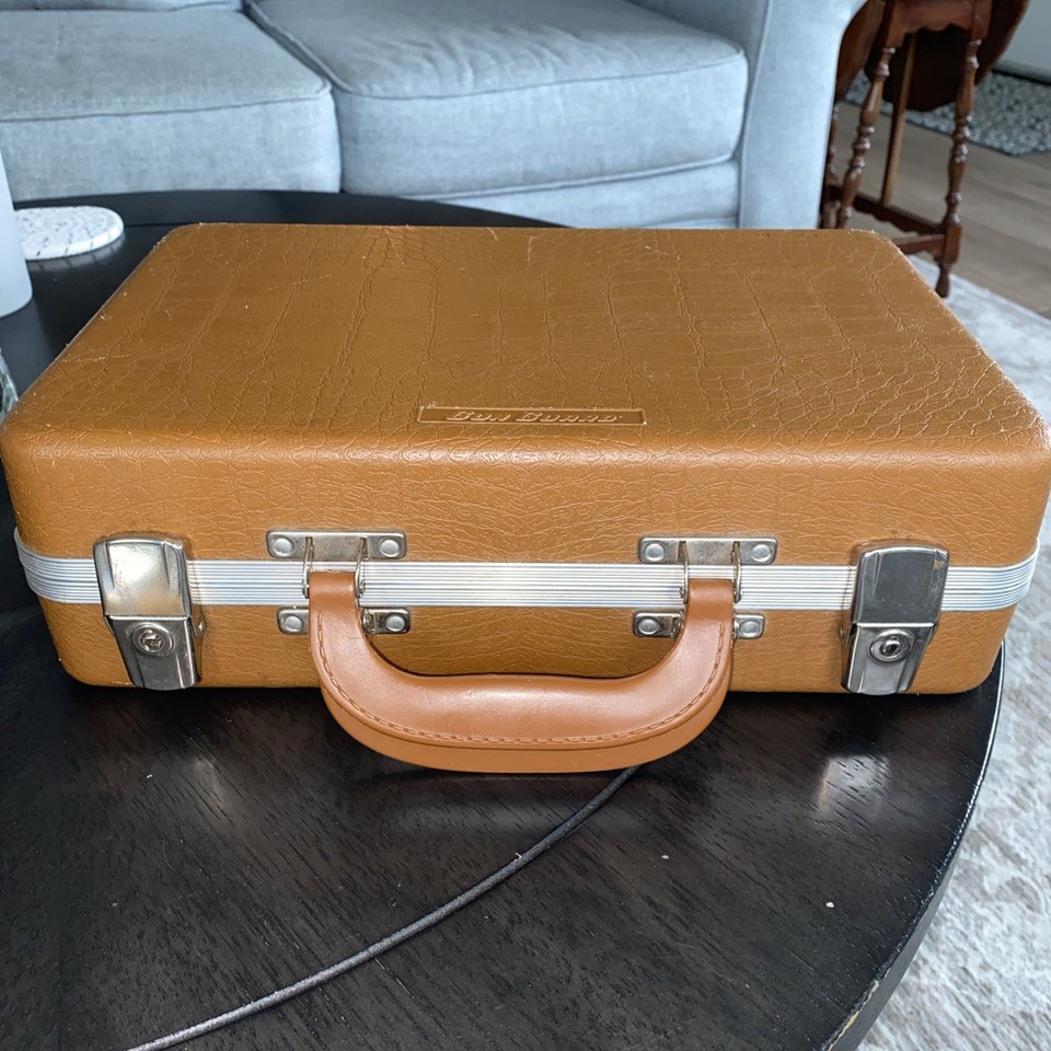 Vtg DOSKOCIL Gun Guard Hard Case 13.5”x8.5”x4” Brn Allig Pattern W/Foam ...