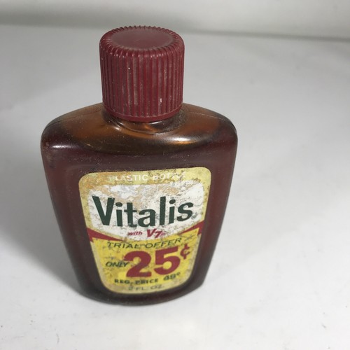 Vtg Nearly Full Bottle Vitalis V7 Hair Tonic Red Cap 2 Ounce Trial ...
