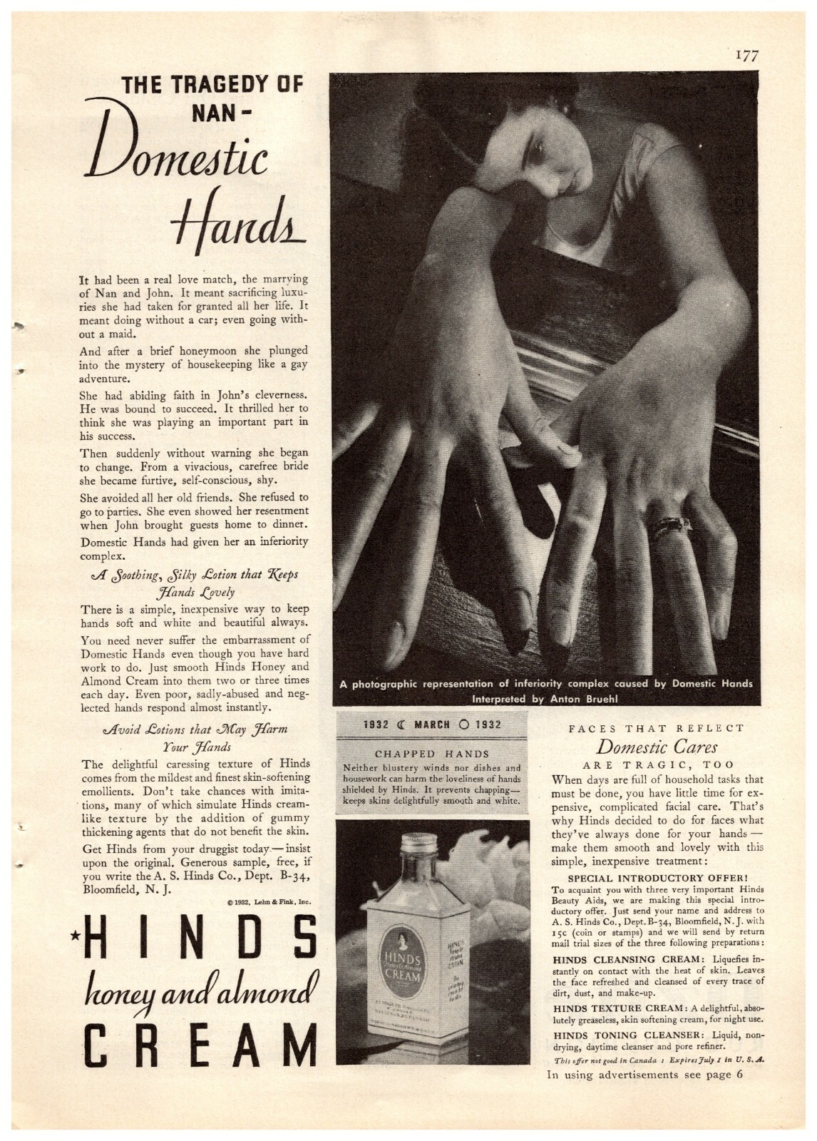 1932 Hinds Cream Soap Vintage Print Ad The Tragedy Of Nan Domestic ...