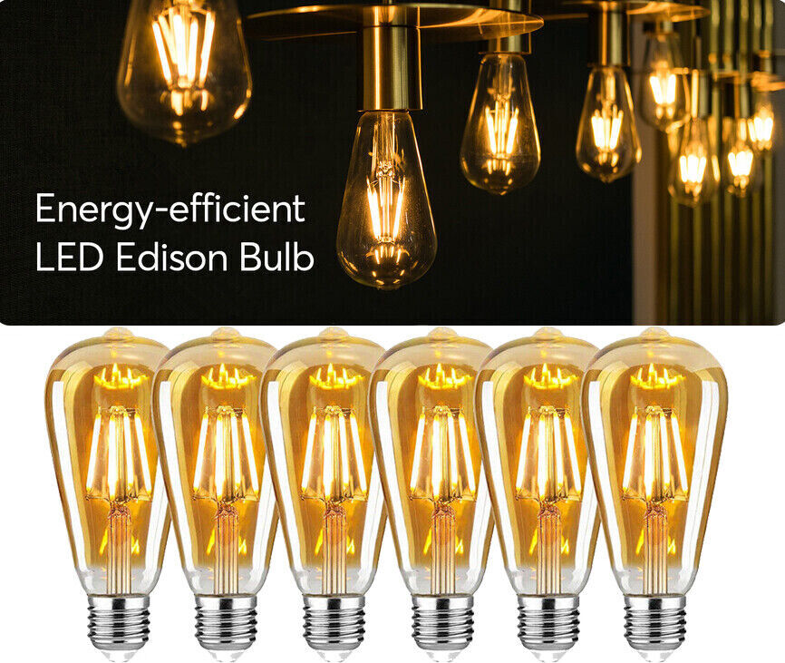 12Pcs Vintage Retro LED Light Bulb E27 4W ST64 Industrial Filament ...
