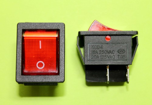 On Off Red Light Rocker Switch 250V AC 16 AMP 125V 20A DPST 4 lug legs ...
