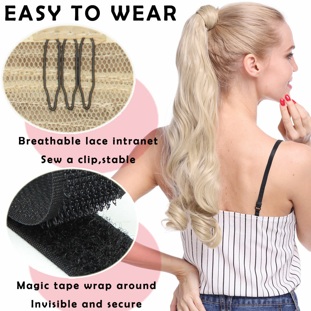 Real Thick Ponytail Clip In as Human Hair Extensions Wrap On Pony Tail ...