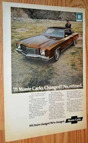 1971 CHEVY MONTE CARLO ORIGINAL VINTAGE ADVERTISEMENT PRINT AD 71 | eBay