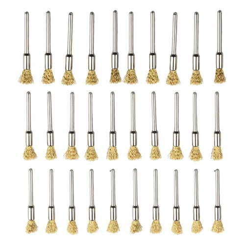 30x 5mm Brass Wire Wheel Brush Set Buff Buffing For Rotary Tool Top ...