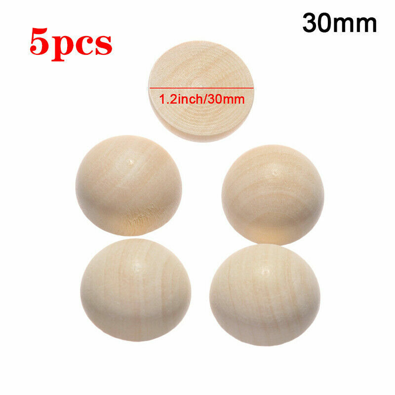 Half Wooden Balls Unfinished Split Natural Wood Beads Craft Paint Round ...