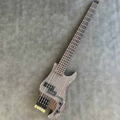 Otenee Portable Headless Zebra Electric Bass Guitar SS Pickups White ...