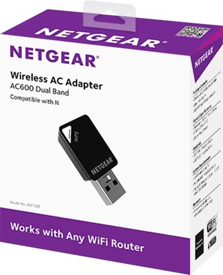 NETGEAR AC600 Dual Band WiFi USB Adapter, up to 433Mbps (A6100-10000s ...