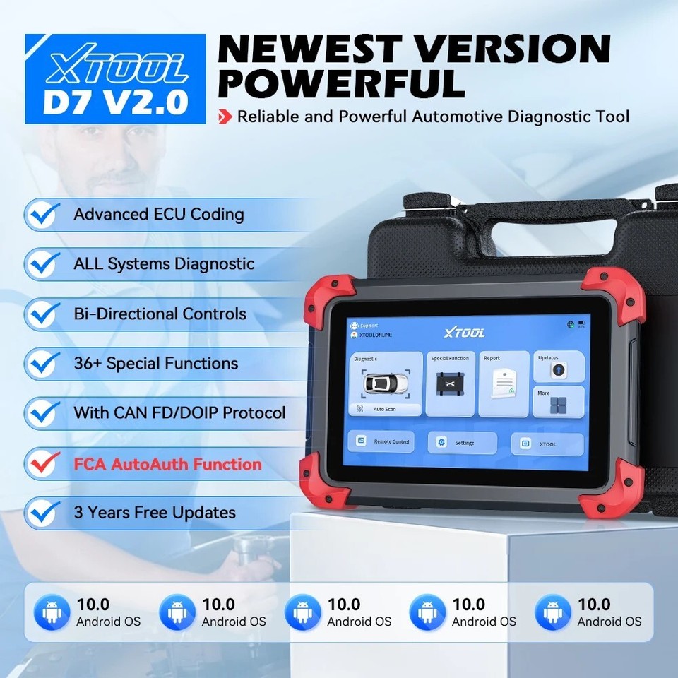 XTOOL D7 Car Diagnostic Scanner BiDirectional Full System Scan Auto VIN ...